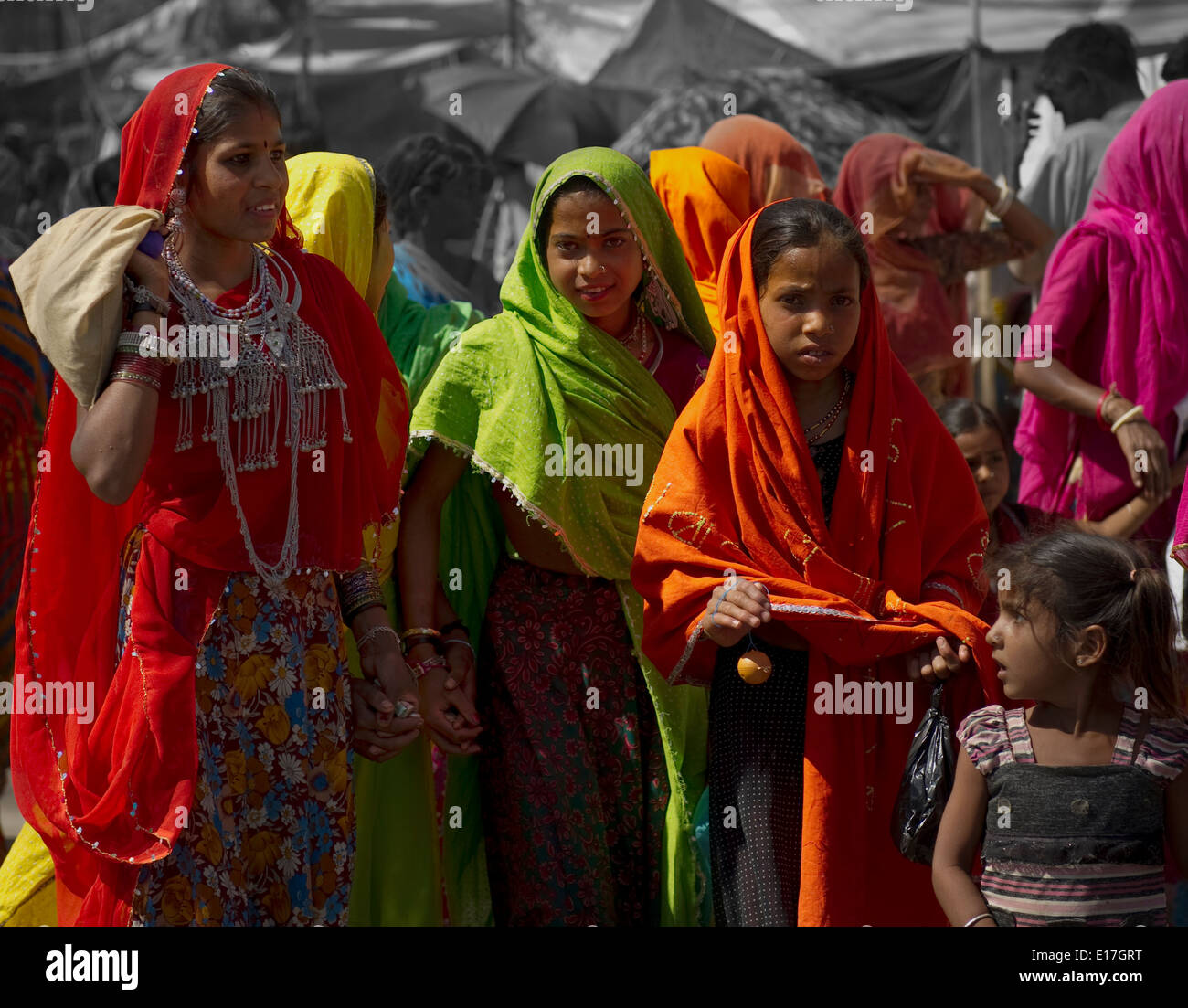 Portrait of rural village women at the matrimonial fair of the Garasia ...