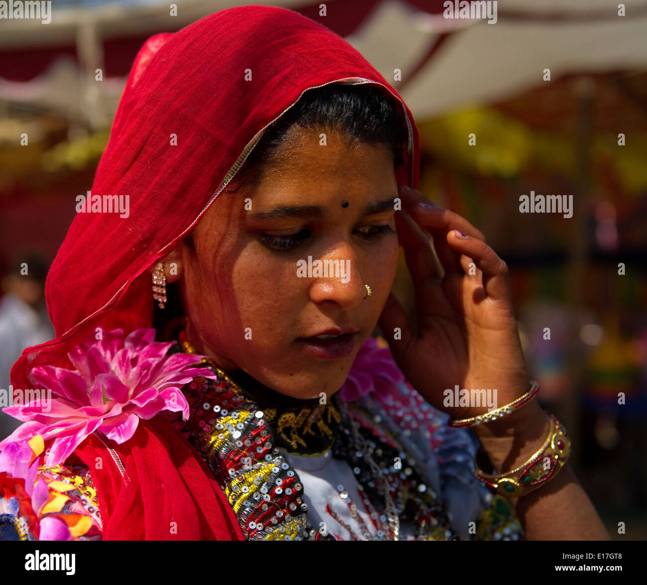 Portrait of rural village women at the matrimonial fair of the Garasia ...