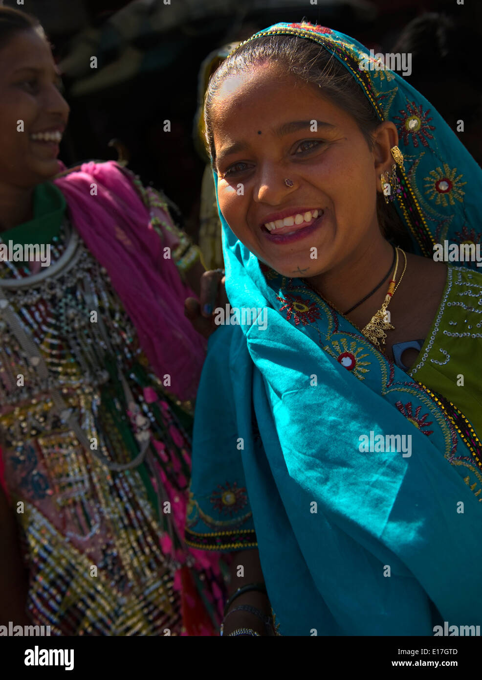 Portrait of rural village women at the matrimonial fair of the Garasia ...
