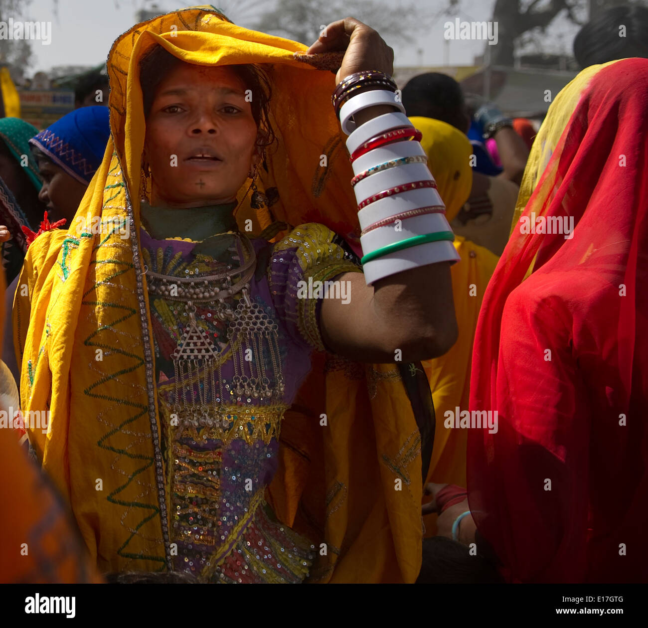 Portrait of rural village women at the matrimonial fair of the Garasia ...