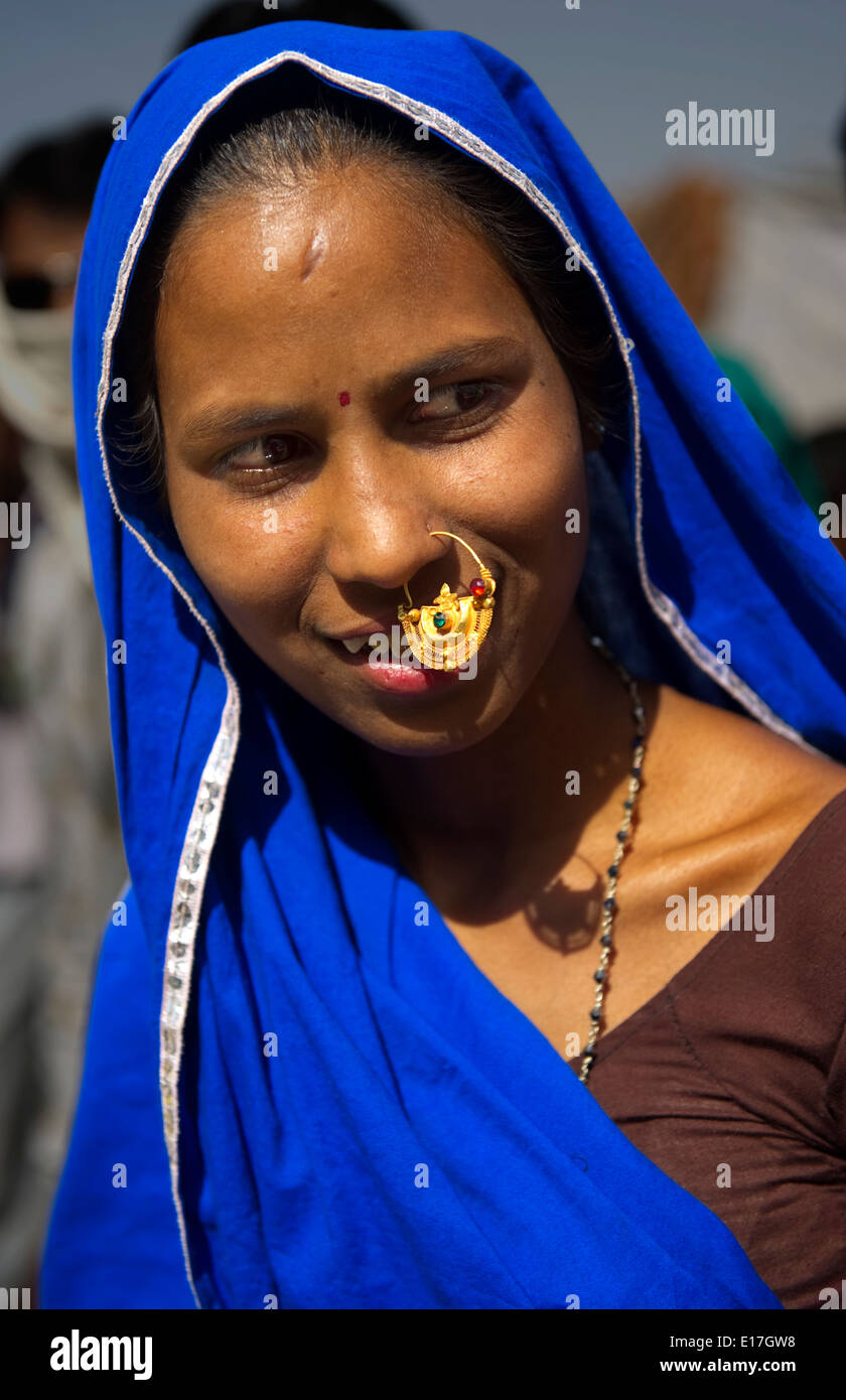 Portrait of rural village women at the matrimonial fair of the Garasia ...