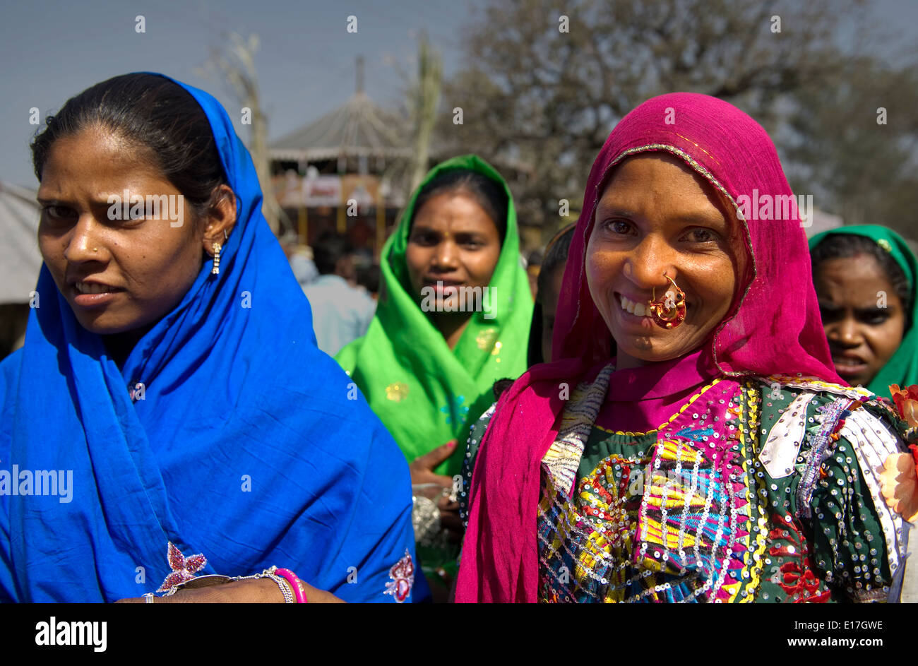 Portrait of rural village women at the matrimonial fair of the Garasia ...