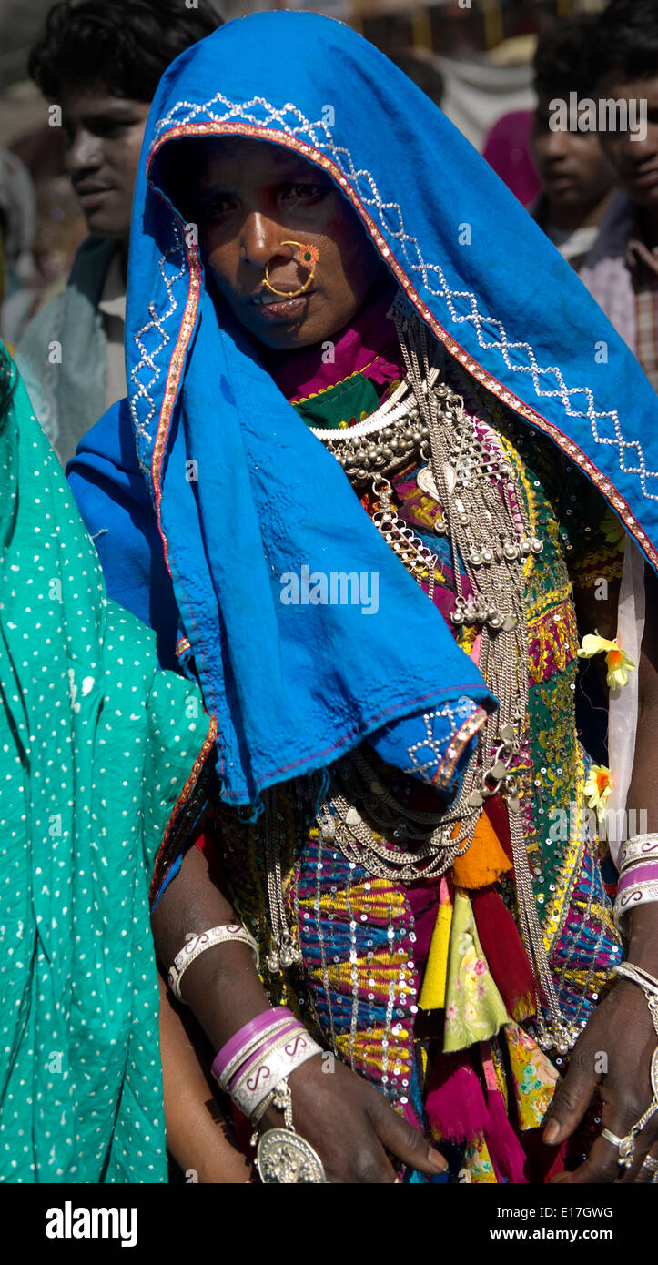 Portrait of rural village women at the matrimonial fair of the Garasia ...