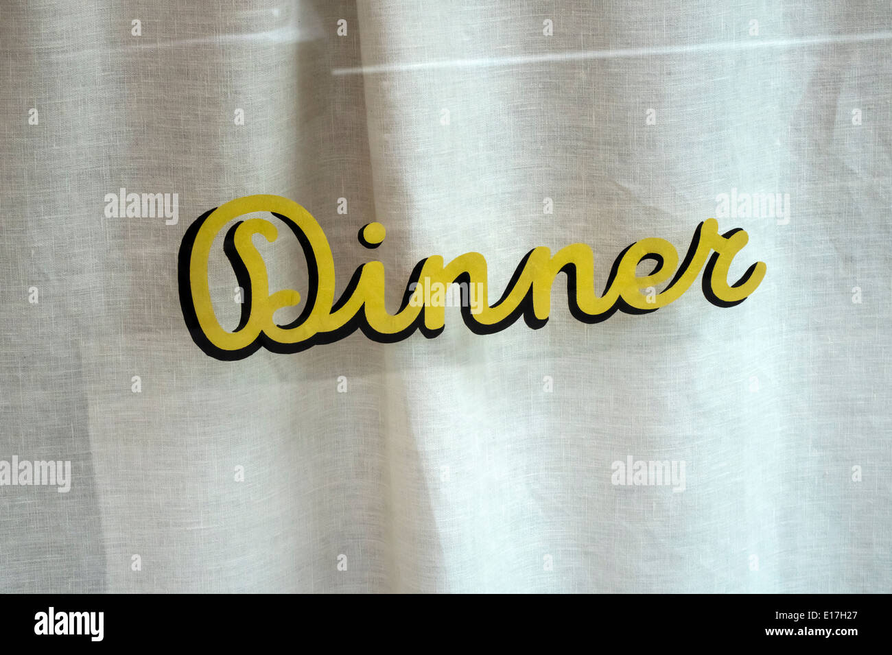 Dinner sign in restaurant window in New York City Stock Photo - Alamy