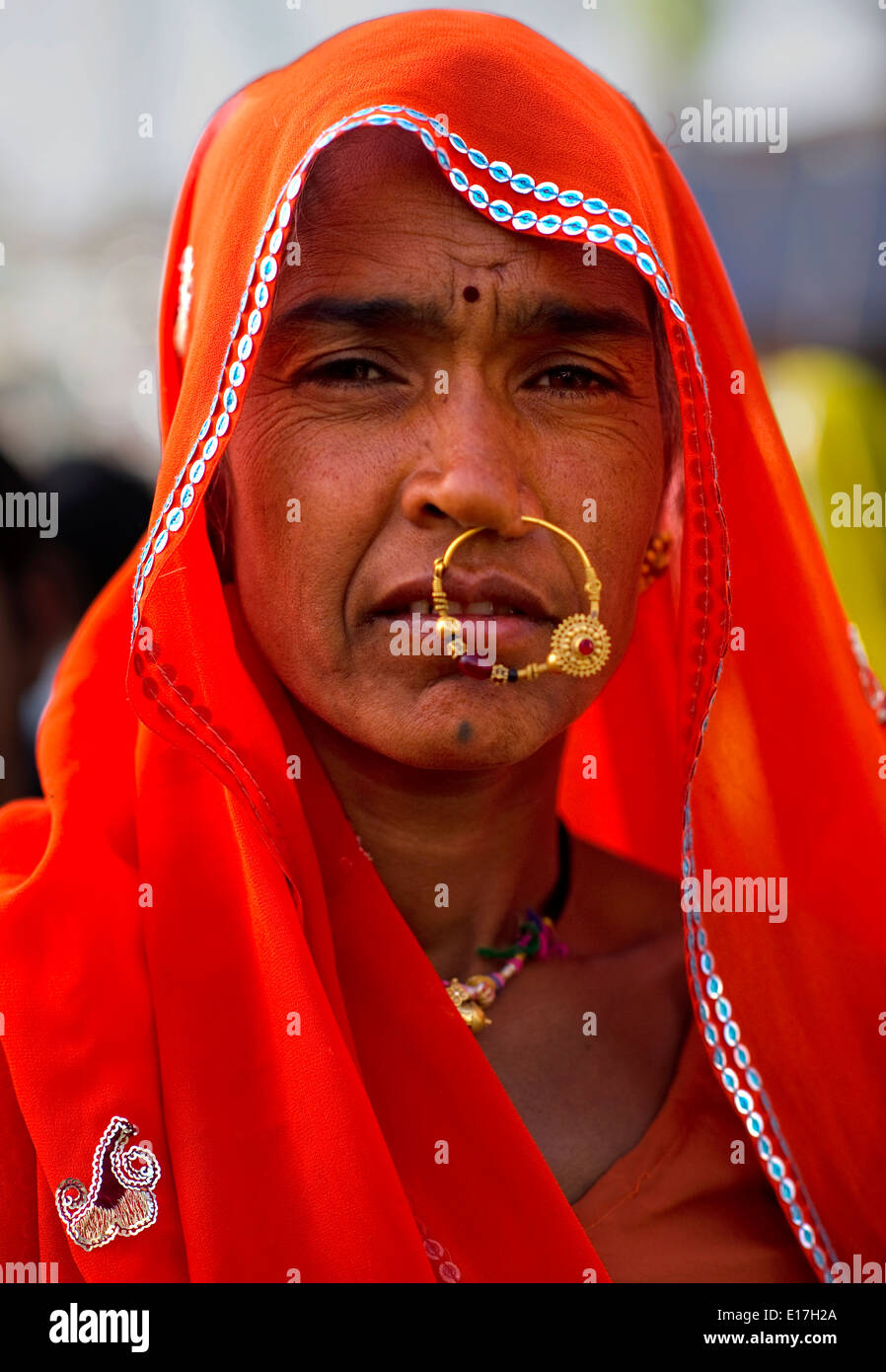 PORTRAITS - RAJASTHAN WOMAN WITH VEIL GOGUNDA VILLAGE Stock Photo - Alamy