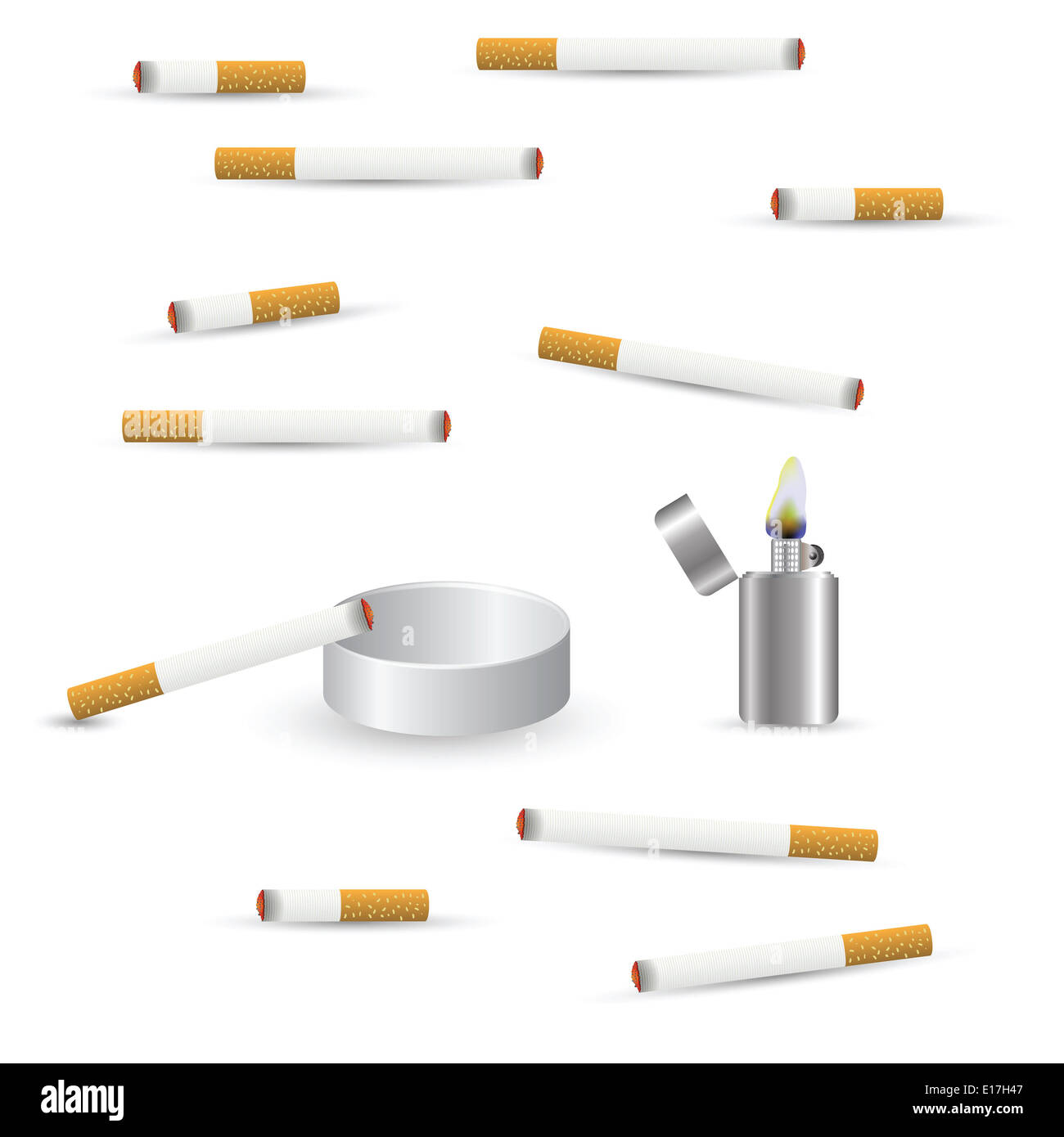 colorful illustration with cigarettes on a white background for your ...
