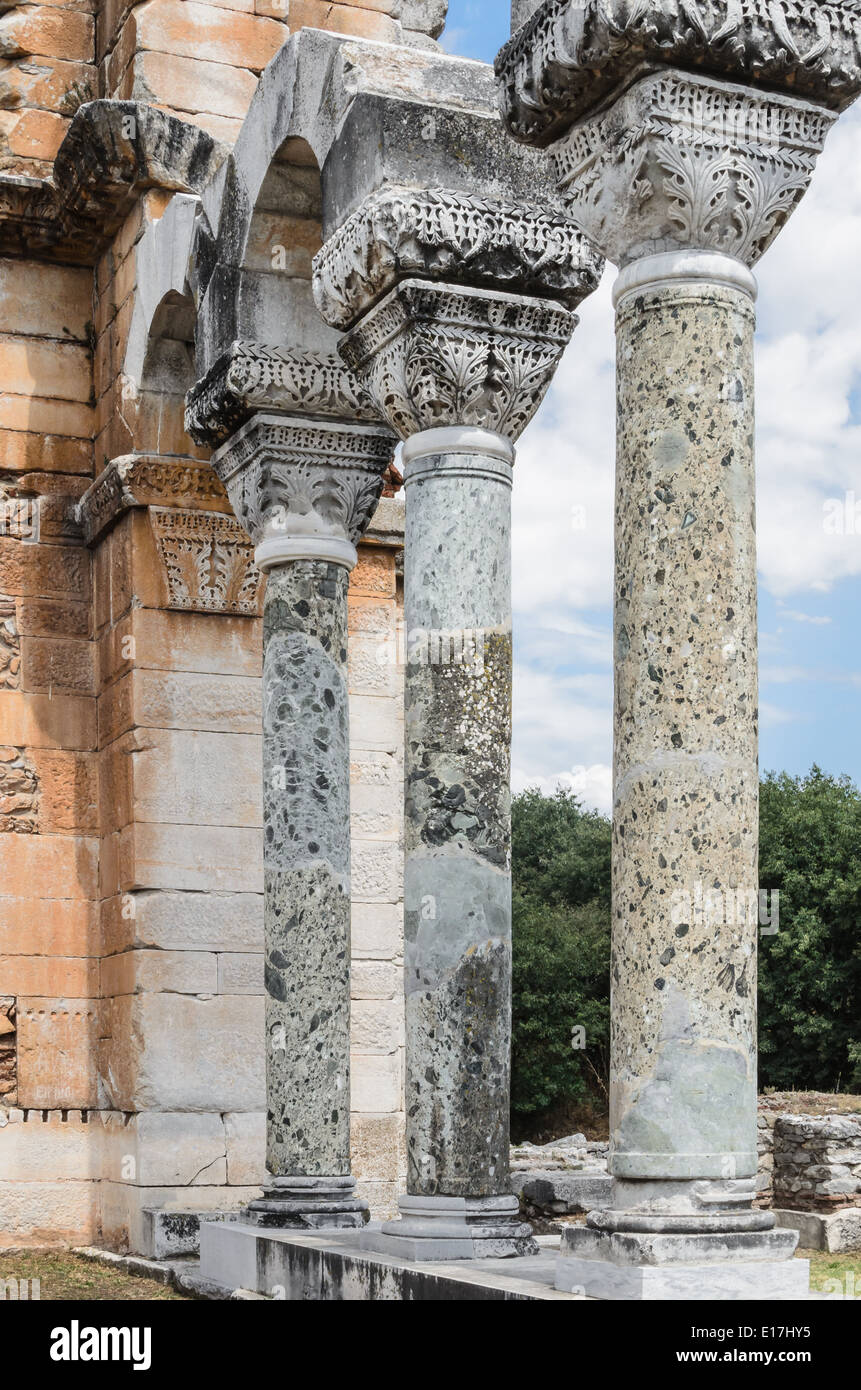 ancient columns in christian basilica in Philippi Stock Photo - Alamy