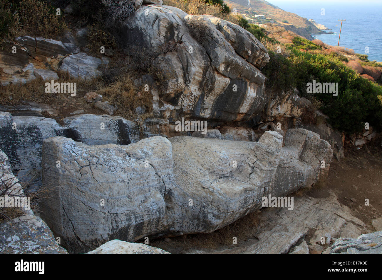 Giant male statue called Kouros, Naxos, Cyclades Islands, Greece Stock ...