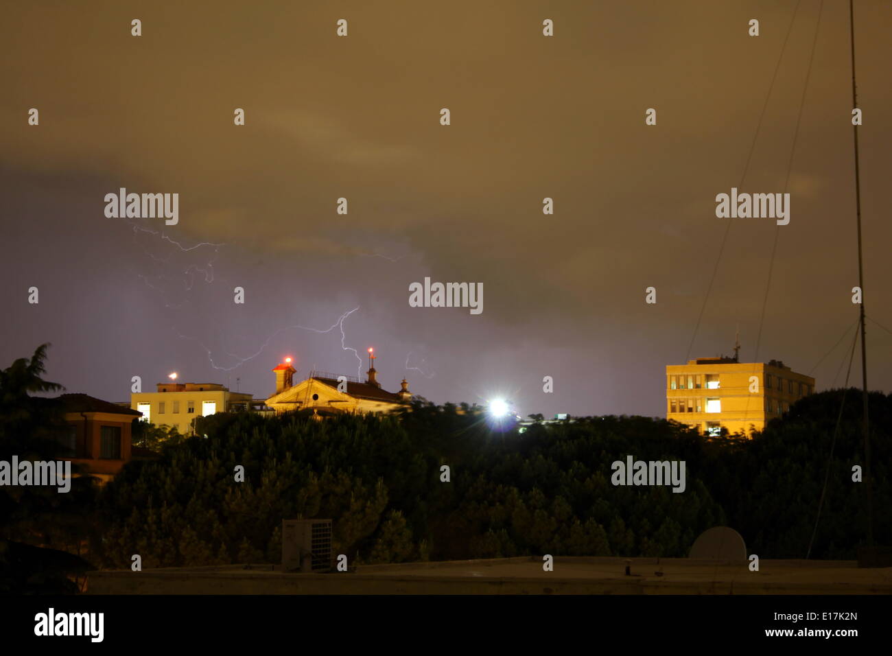 Rome, Italy 26th May 2013 Storm-thunder and lightning over Rome, Italy ...