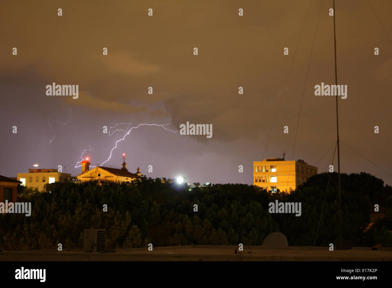 Rome, Italy 26th May 2013 Storm-thunder and lightning over Rome, Italy ...