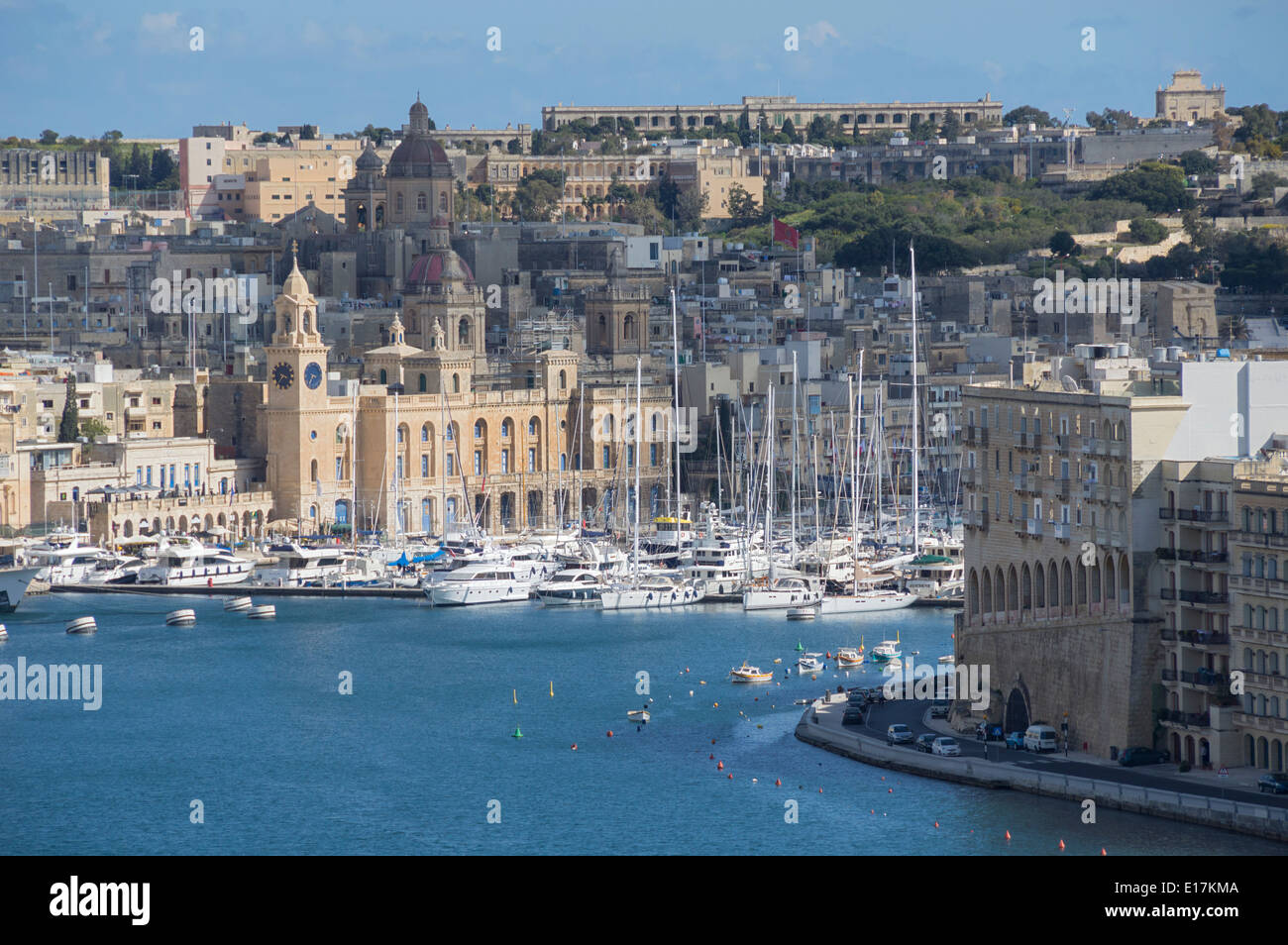 Valetta, small bastion tower, looking to grand harbour Dockyard creek ...