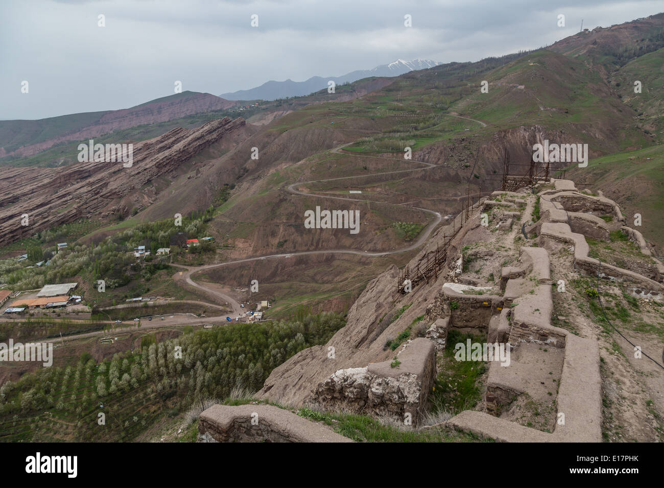 The crumbling ruins of the Alamut Castle in northern Iran Stock Photo ...