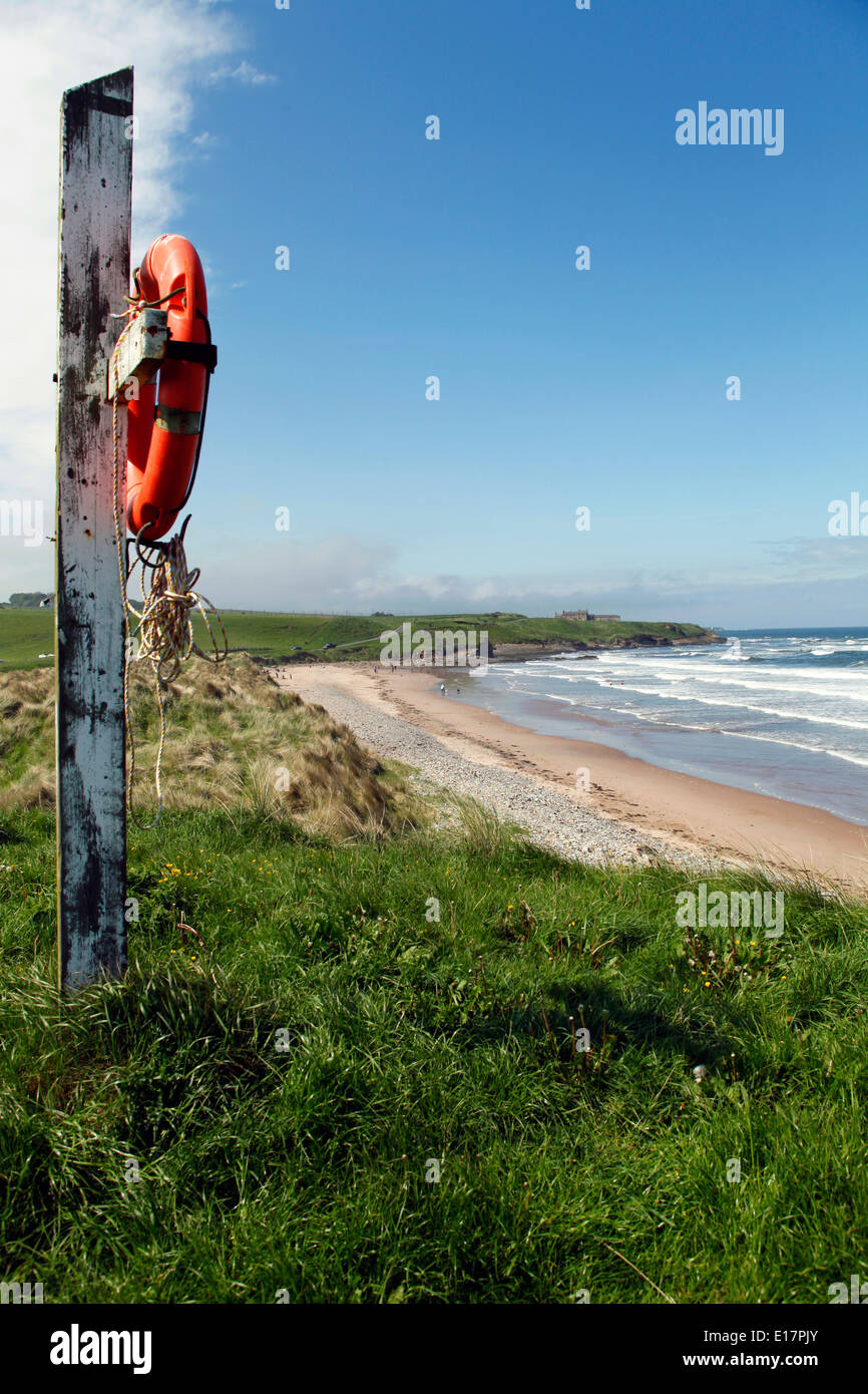 View of Cocklawburn beach on the east coast of Northumberland. An ...
