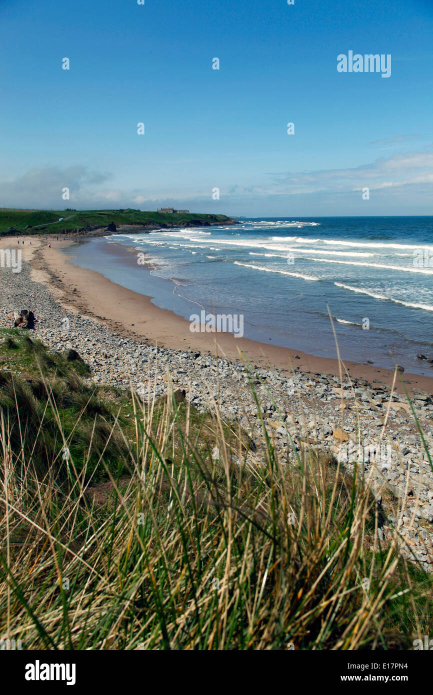 View of Cocklawburn beach on the east coast of Northumberland. An ...