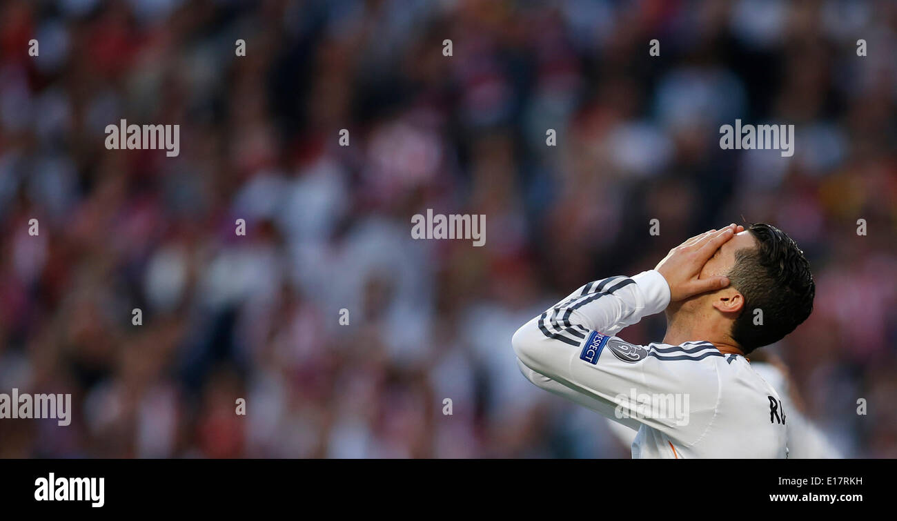 Cristiano Ronaldo (Real Madrid CF #7) closing upset his eyes with his ...