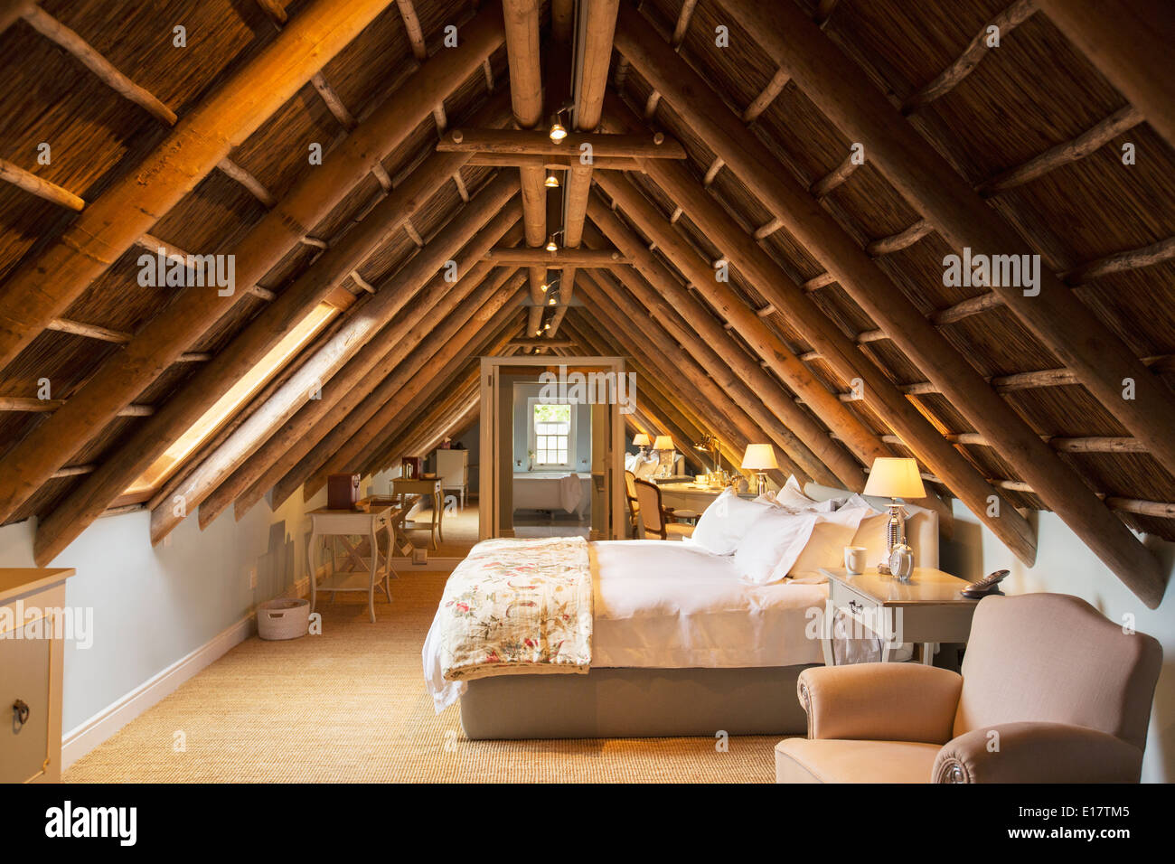 Luxury attic bedroom Stock Photo - Alamy