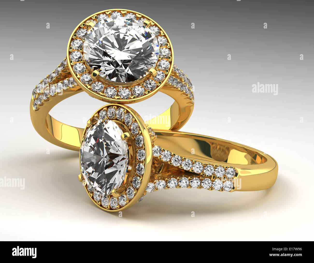 Two rings with multi diamonds Stock Photo - Alamy