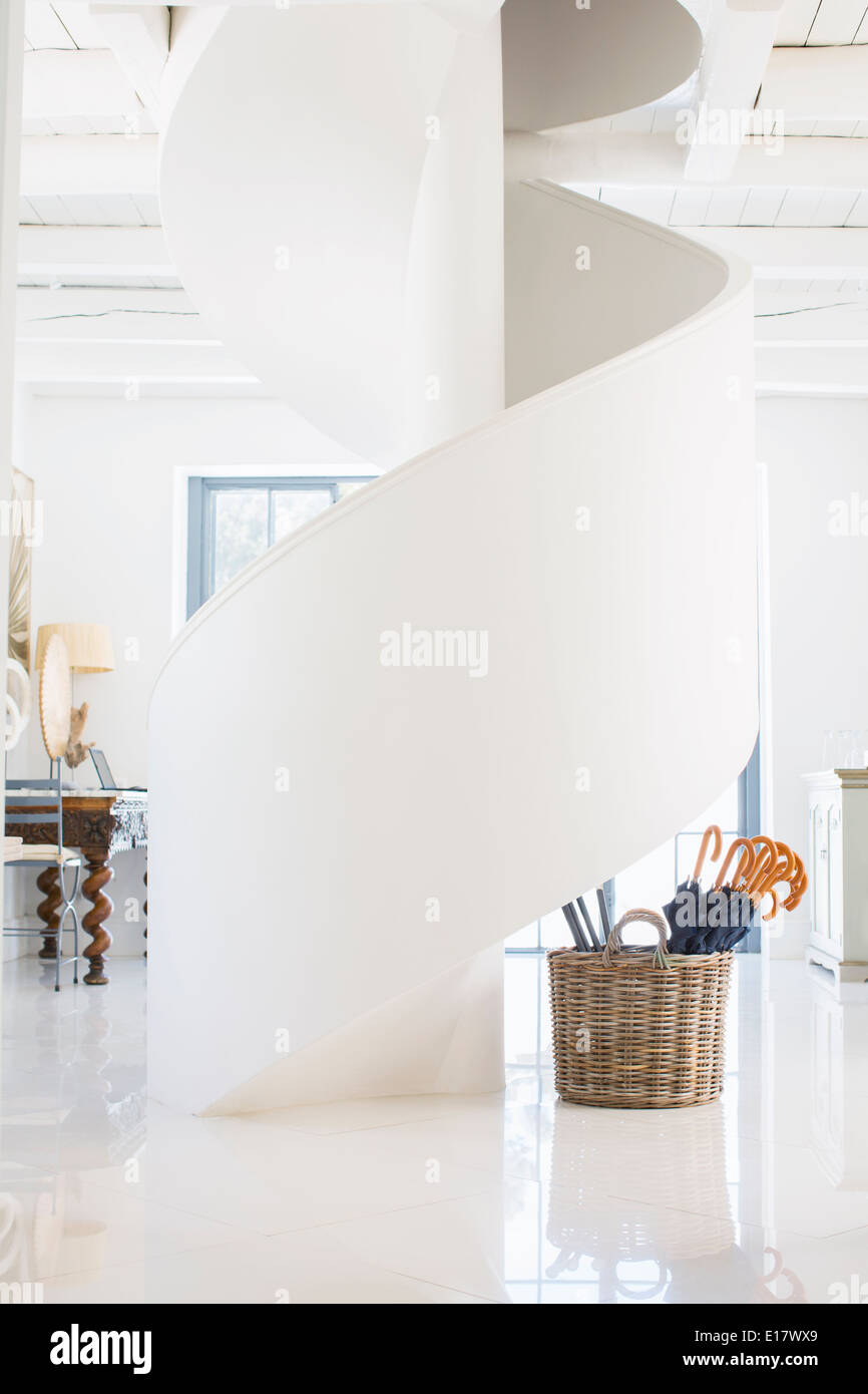Spiral Staircase Into Foyer