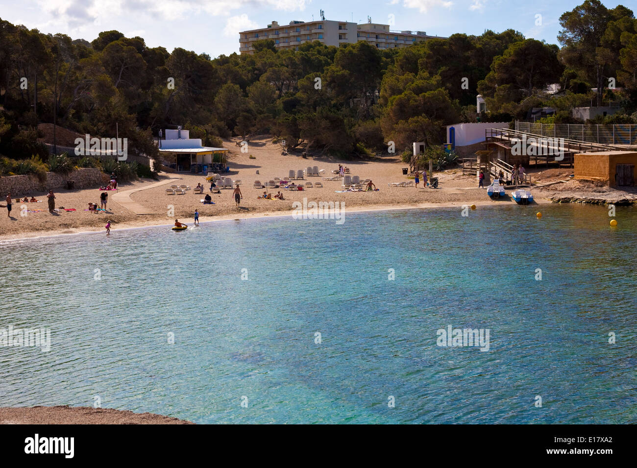 secluded bay with crystal clear turquoise waters in the Balearic sea ...