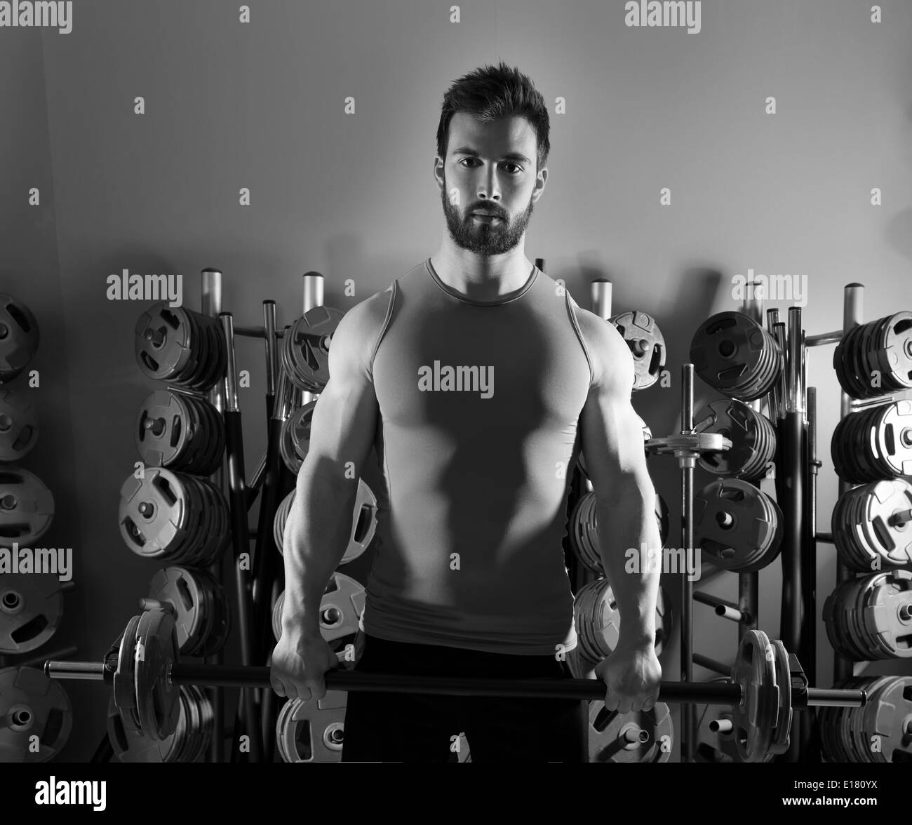 Barbell beard man workout fitness at weightlifting gym Stock Photo - Alamy
