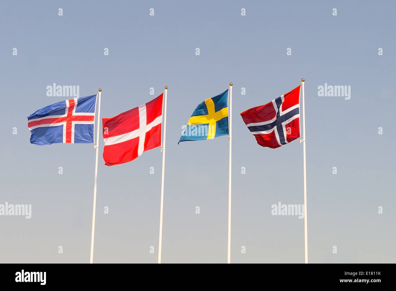 The four flags of the Scandinavian countries Stock Photo - Alamy