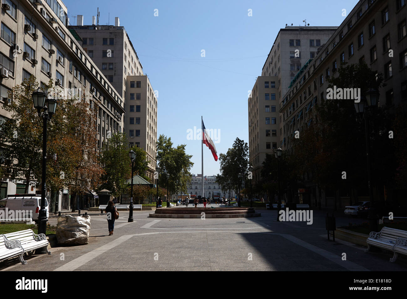 paseo bulnes looking towards bulnes square and la moneda palace ...