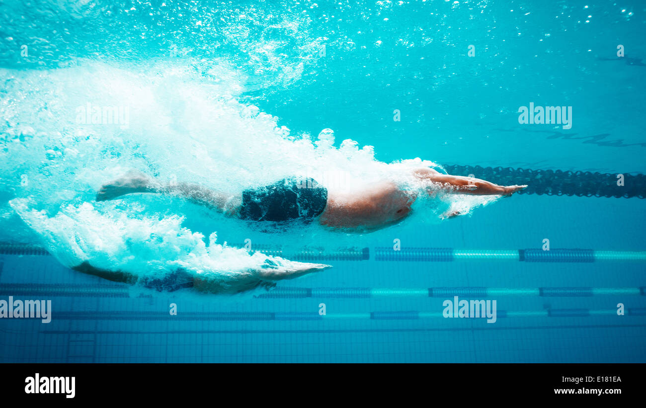 Swimmers racing in pool Stock Photo - Alamy