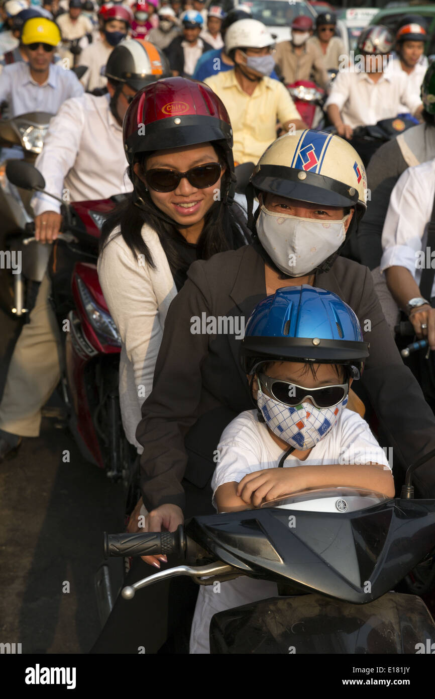 Intense motorcycle traffic in the streets of Ho Chi Minh City Stock ...