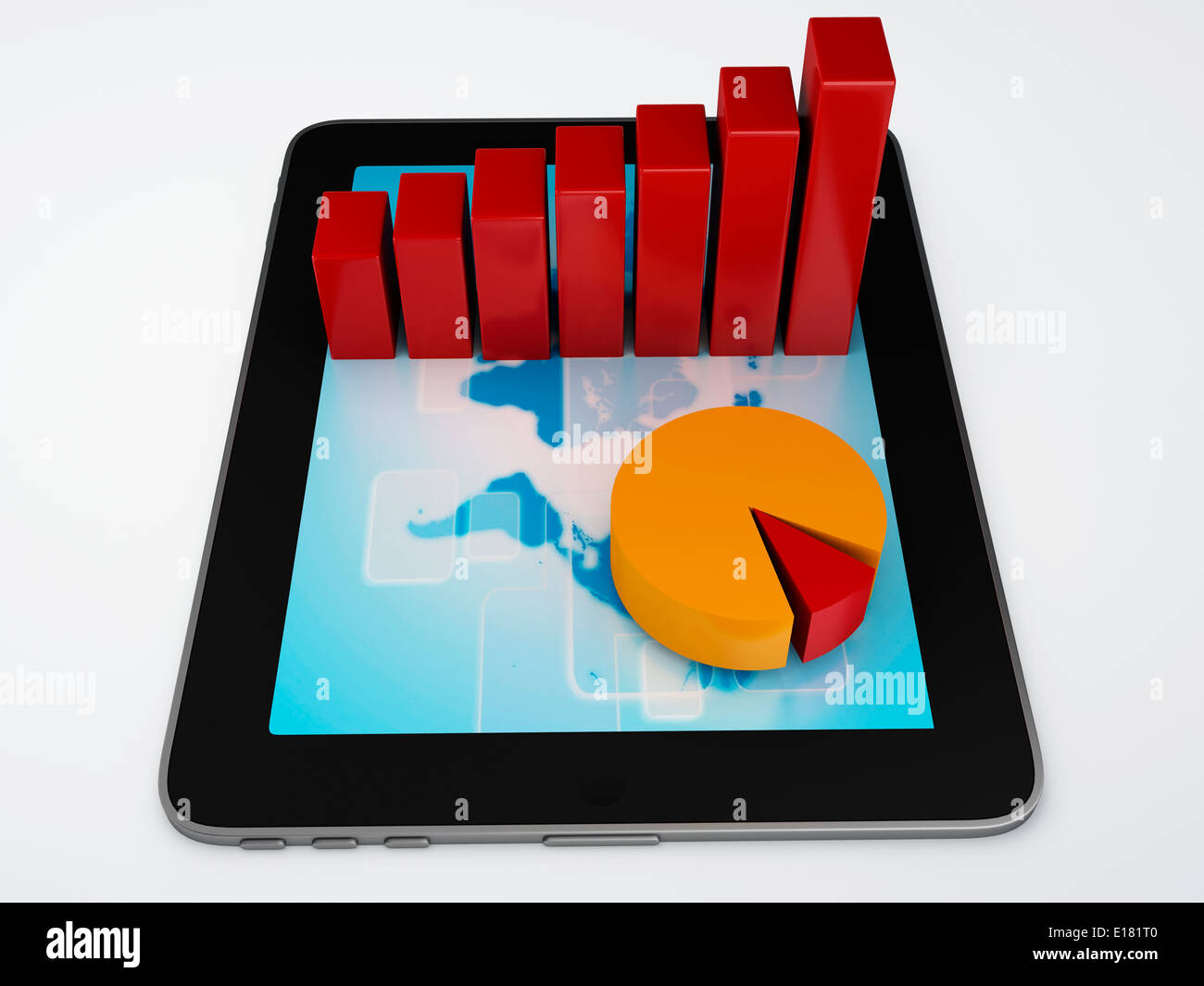 business graph on the screen 3d illustration. isolated white Stock ...
