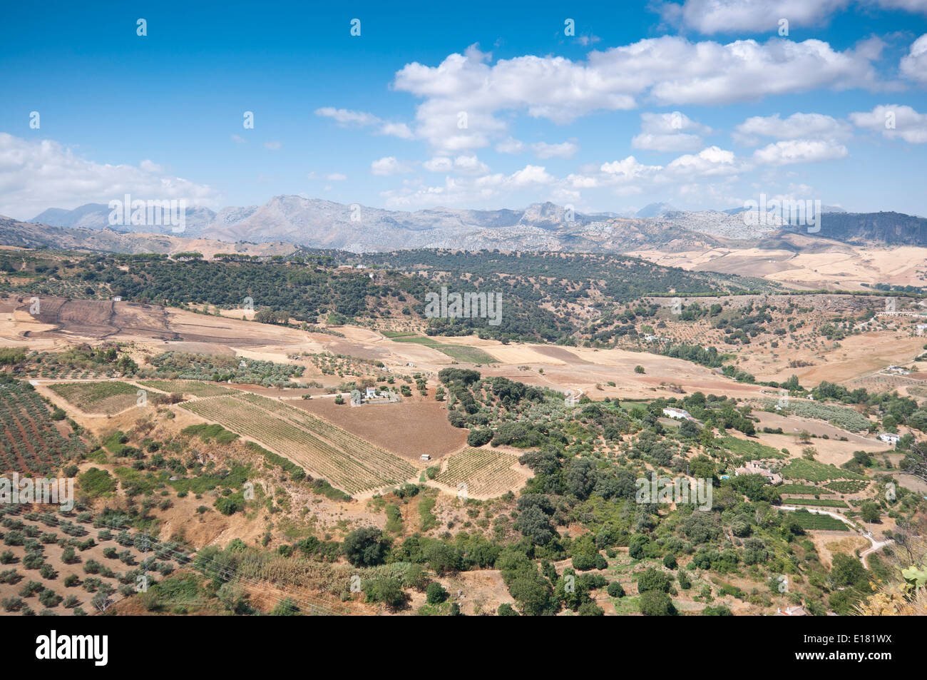 Views of Andalusian countryside from Ronda town, Malaga, Spain Stock ...