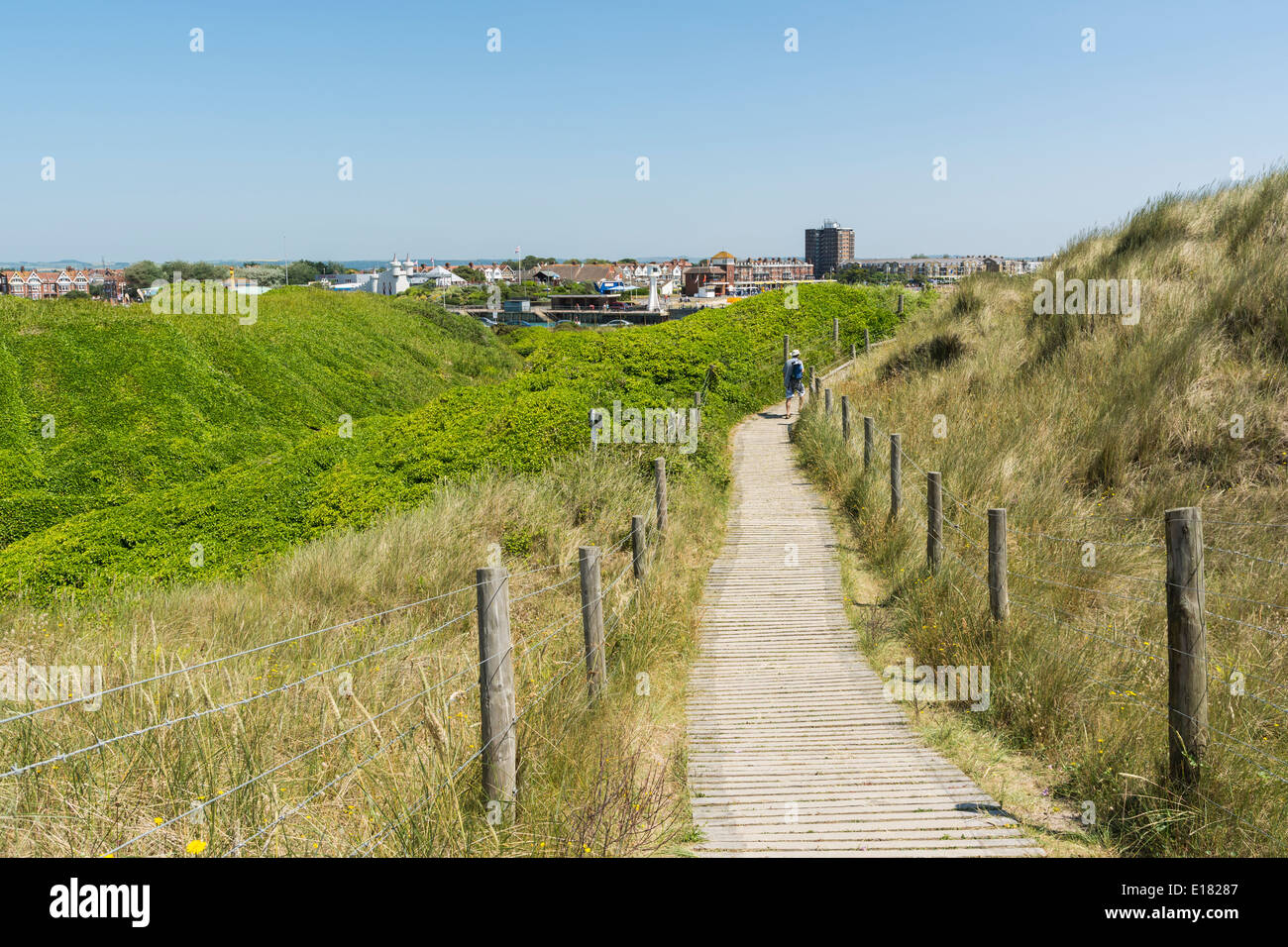 A boardwalk / footpath through the sand dunes above West Beach ...