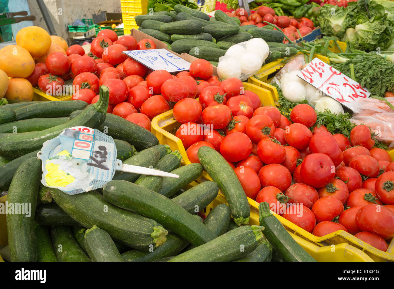 Full frame of fresh produce on a street market stall Stock Photo - Alamy