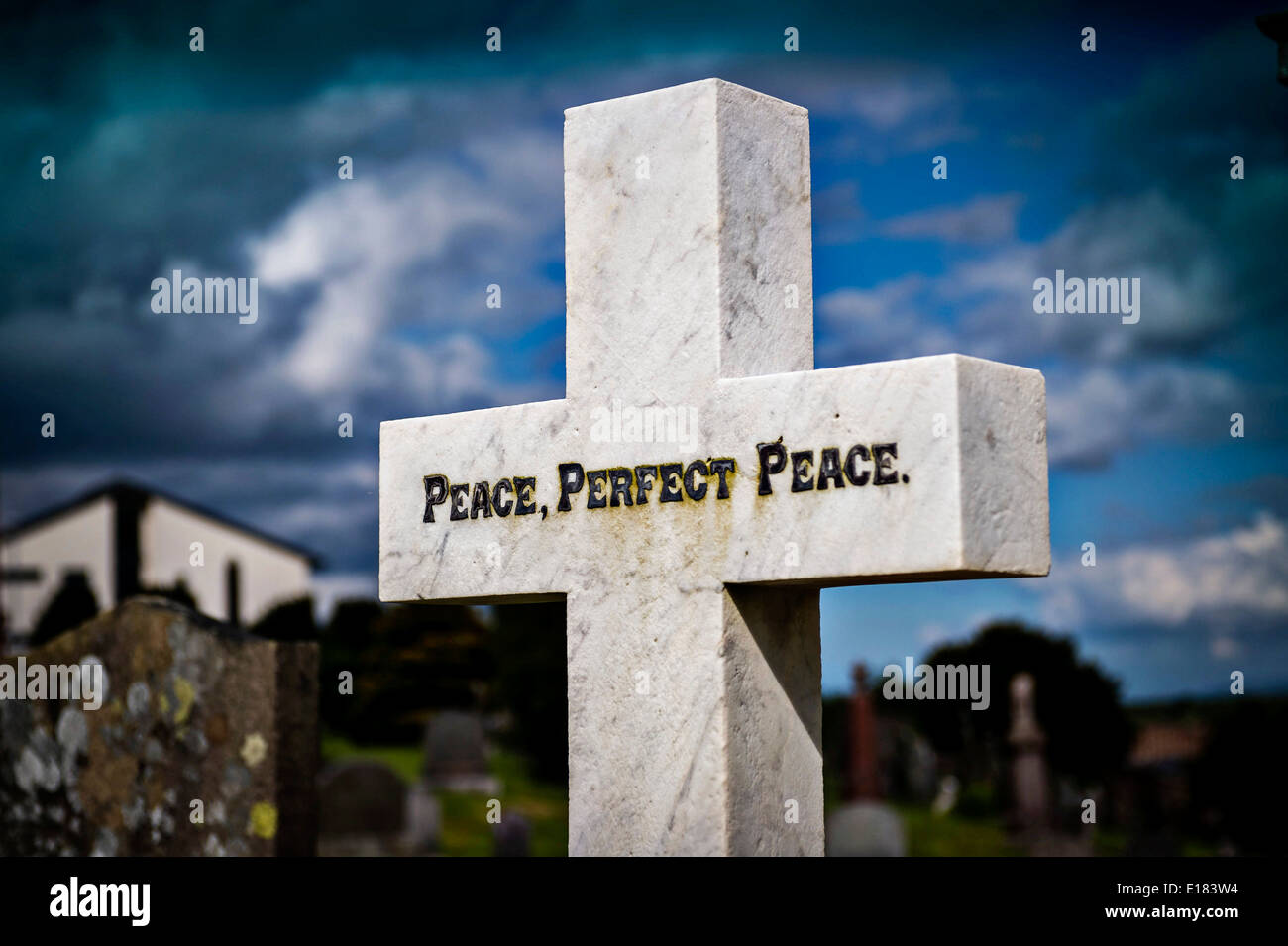 Cross on grave reading Peace, Perfect Peace, in the City Cemetery ...
