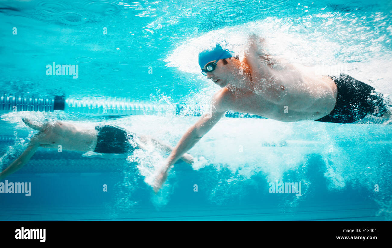 Swimmers racing in pool Stock Photo - Alamy