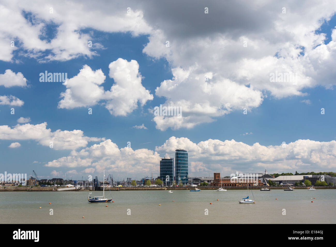 View from Upnor to St Marys Island Chatham Kent Stock Photo - Alamy
