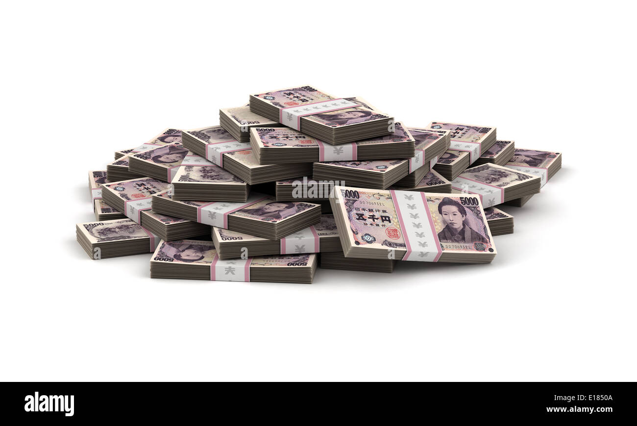 Stack of Japanese Yen Stock Photo - Alamy