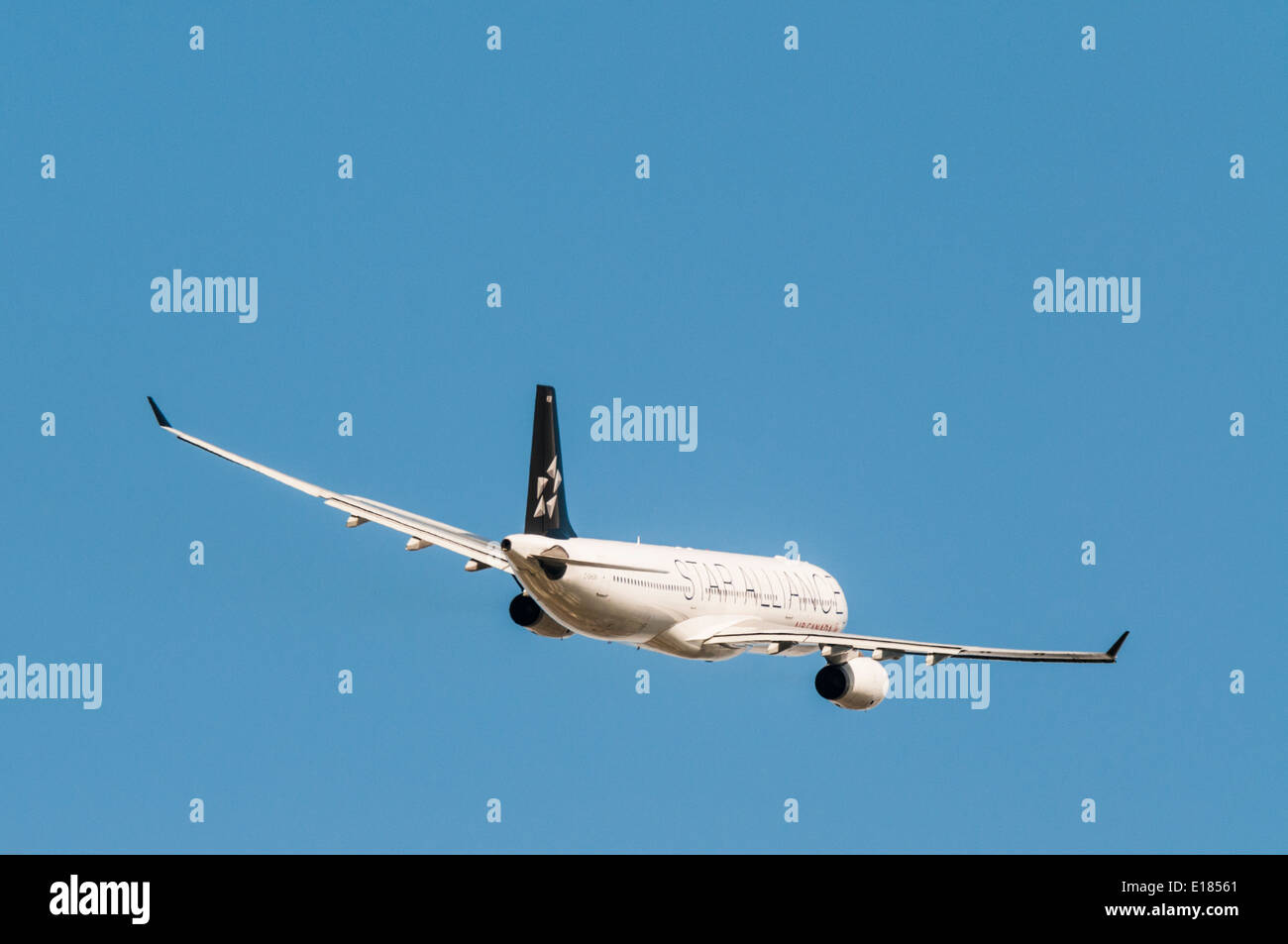 Rear view of an Air Canada Airbus A330 in Star Alliance colours turning ...