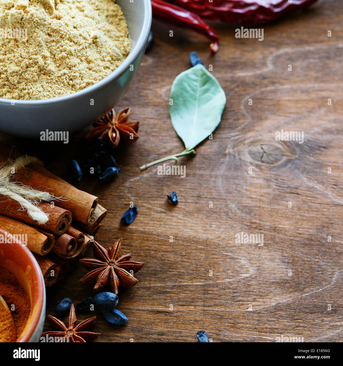 different spices and seasoning, food closeup Stock Photo - Alamy