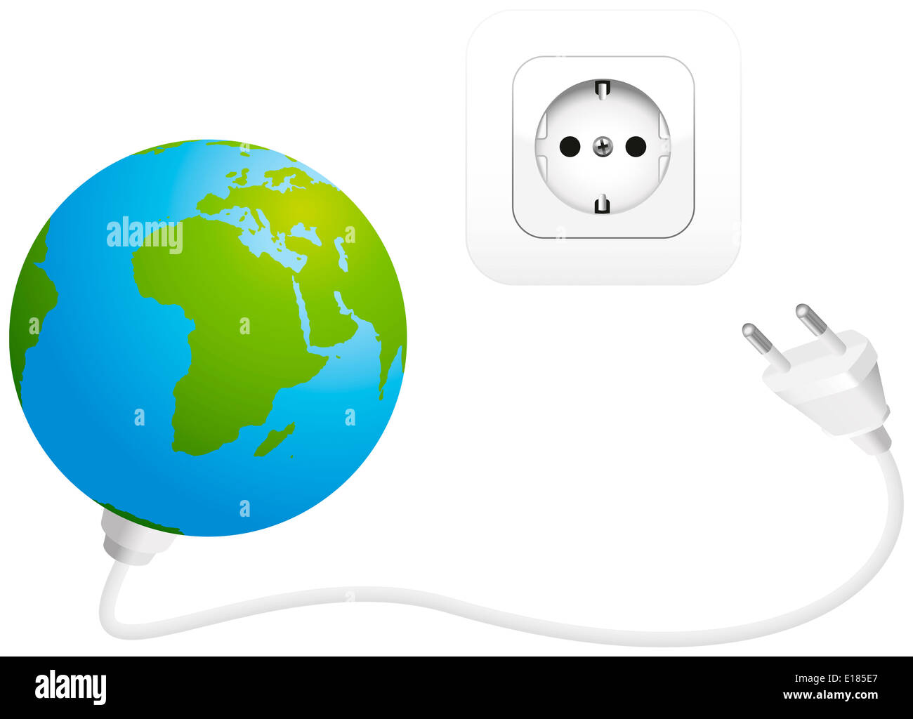 Illustration of the earth with a plug, and a socket Stock Photo - Alamy