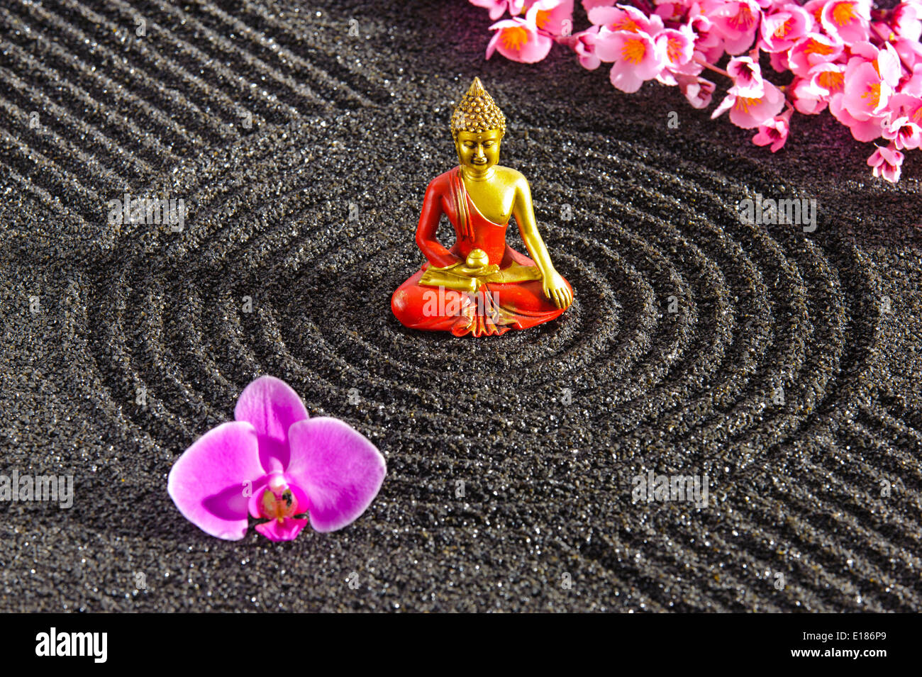Japanese ZEN garden with stacked stones Stock Photo - Alamy