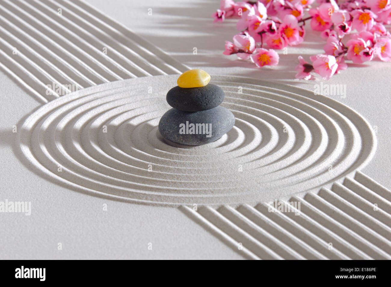 Japanese ZEN garden with stacked stones Stock Photo - Alamy