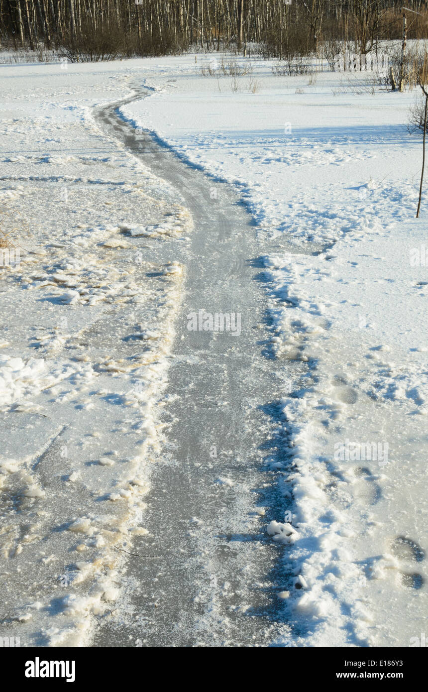 ice path on frozen lake Stock Photo - Alamy
