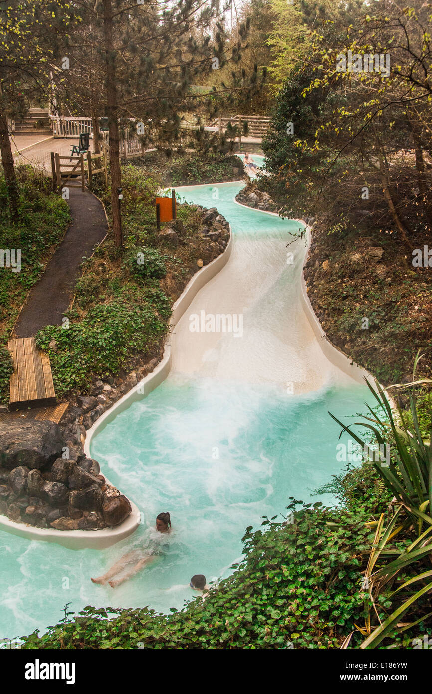 The outdoor swimming pool rapids slide at Center Parcs, Longleat ...