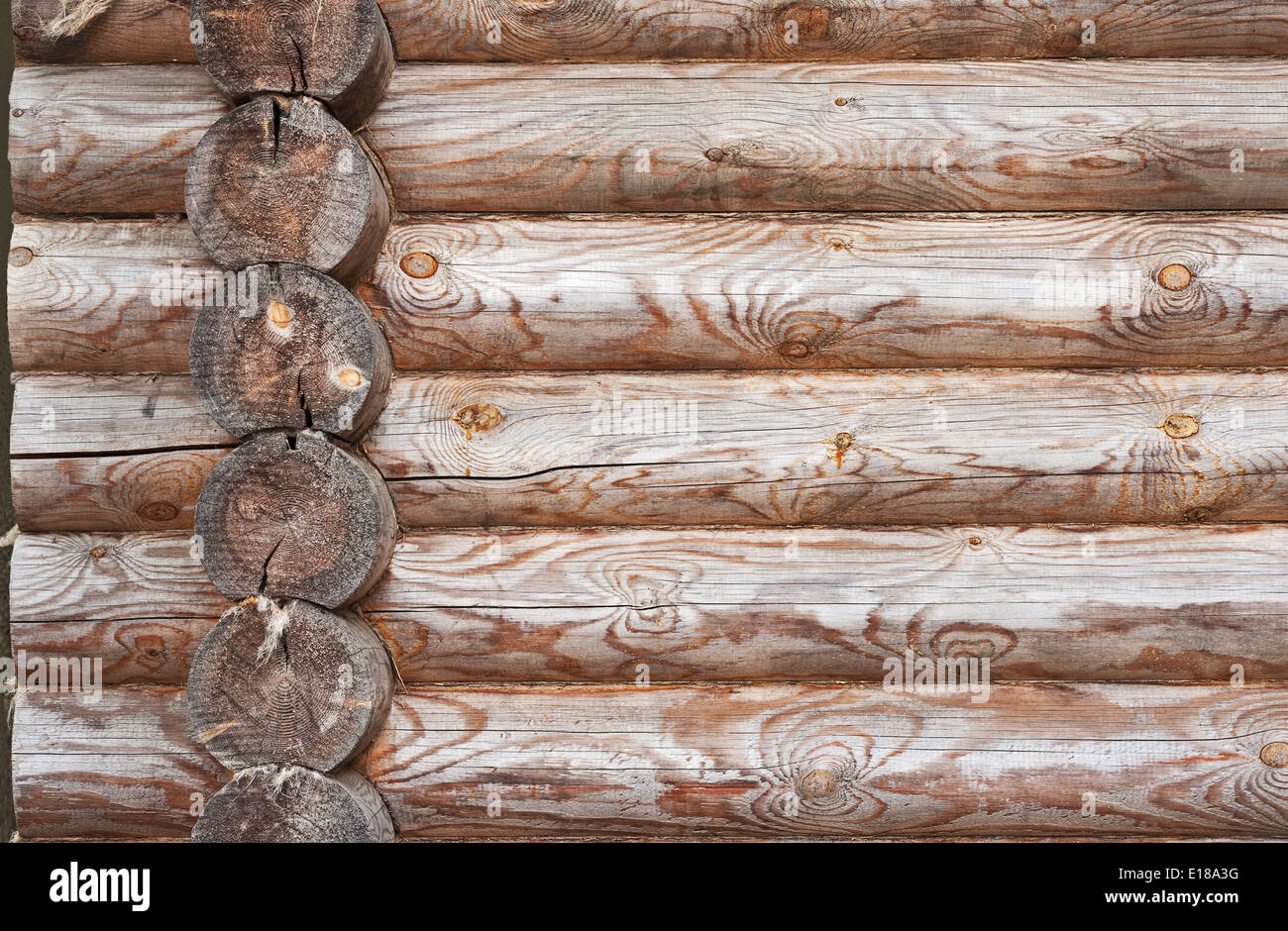 Natural background pattern of log wall. Textures of wooden logs Stock ...