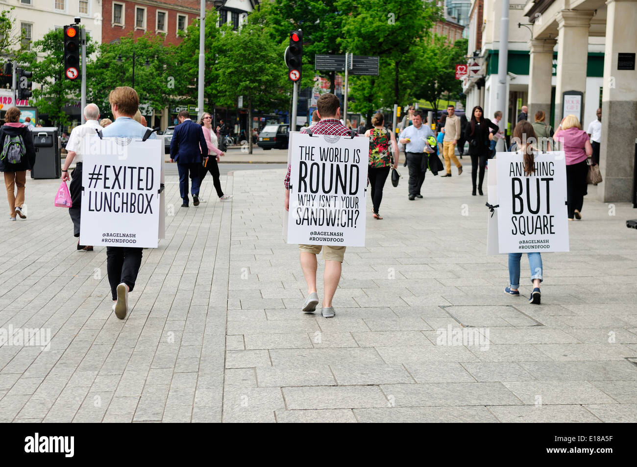 People using A Boards For Advertising Stock Photo - Alamy