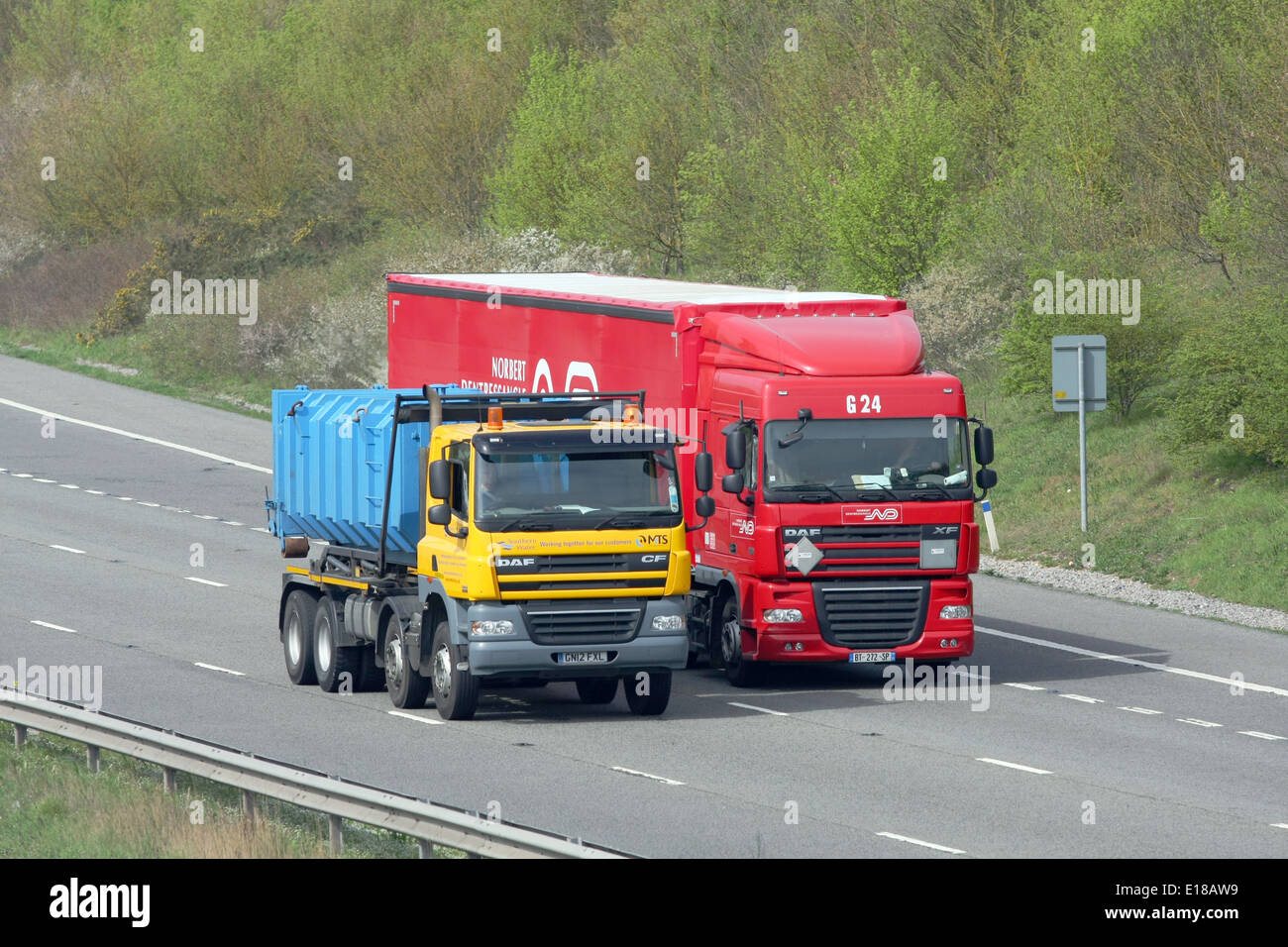 A Southern Water truck overtaking a Norbert Dentressangle truck on the ...