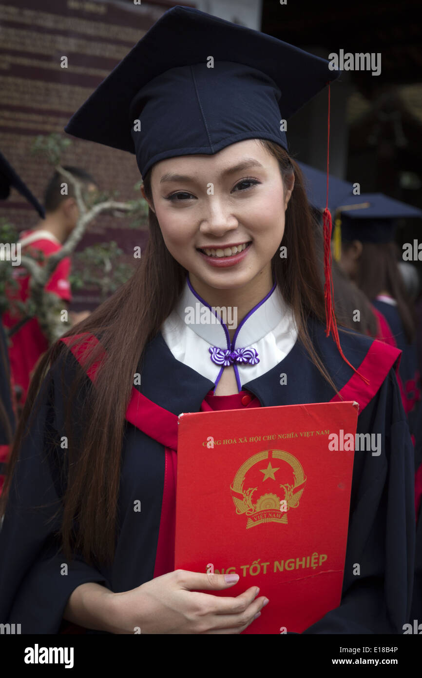 A young university student after attending her graduation Stock Photo ...