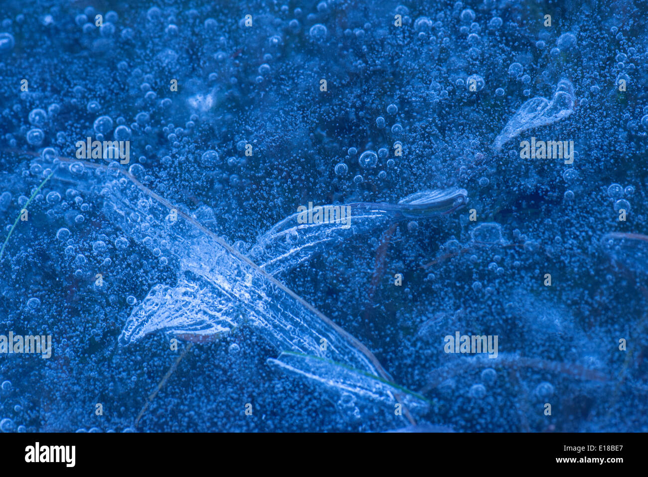 Frozen drawings in the blue ice Stock Photo - Alamy