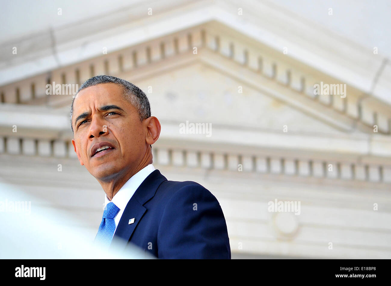 US President Barack Obama speaks during the annual Memorial Day address ...