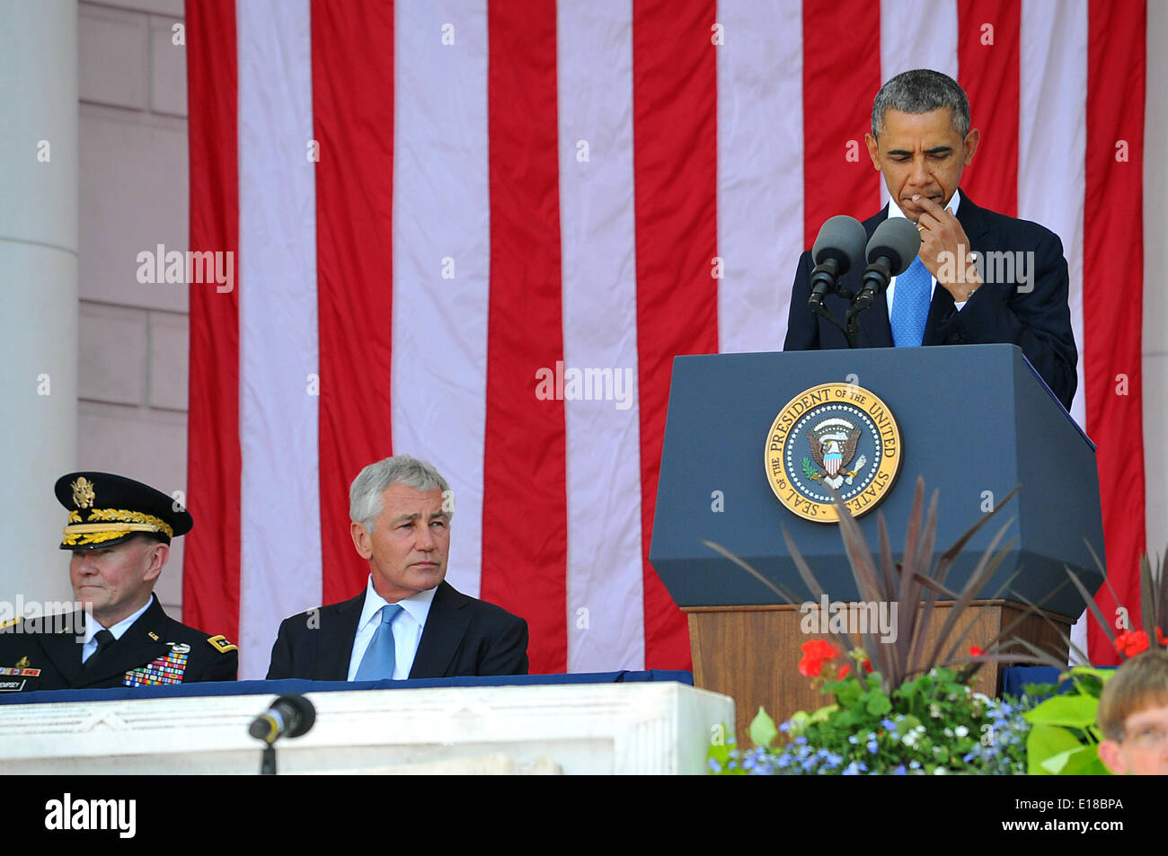 US President Barack Obama speaks during the annual Memorial Day address ...